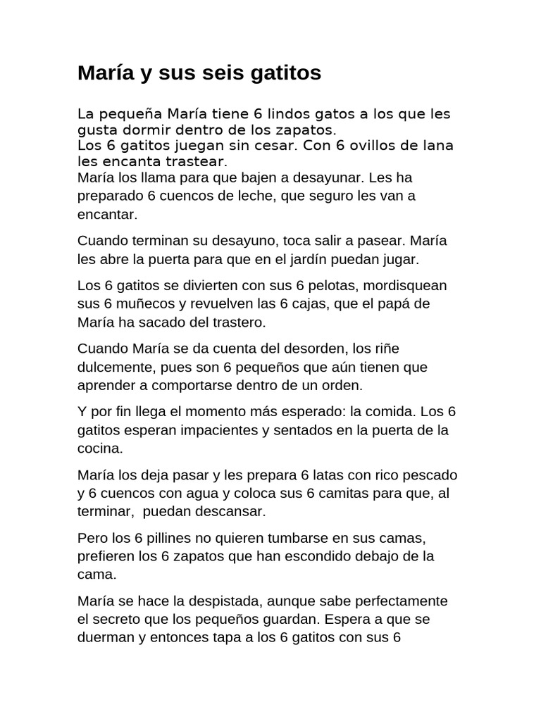 María y sus seis gatitos juguetones | PDF