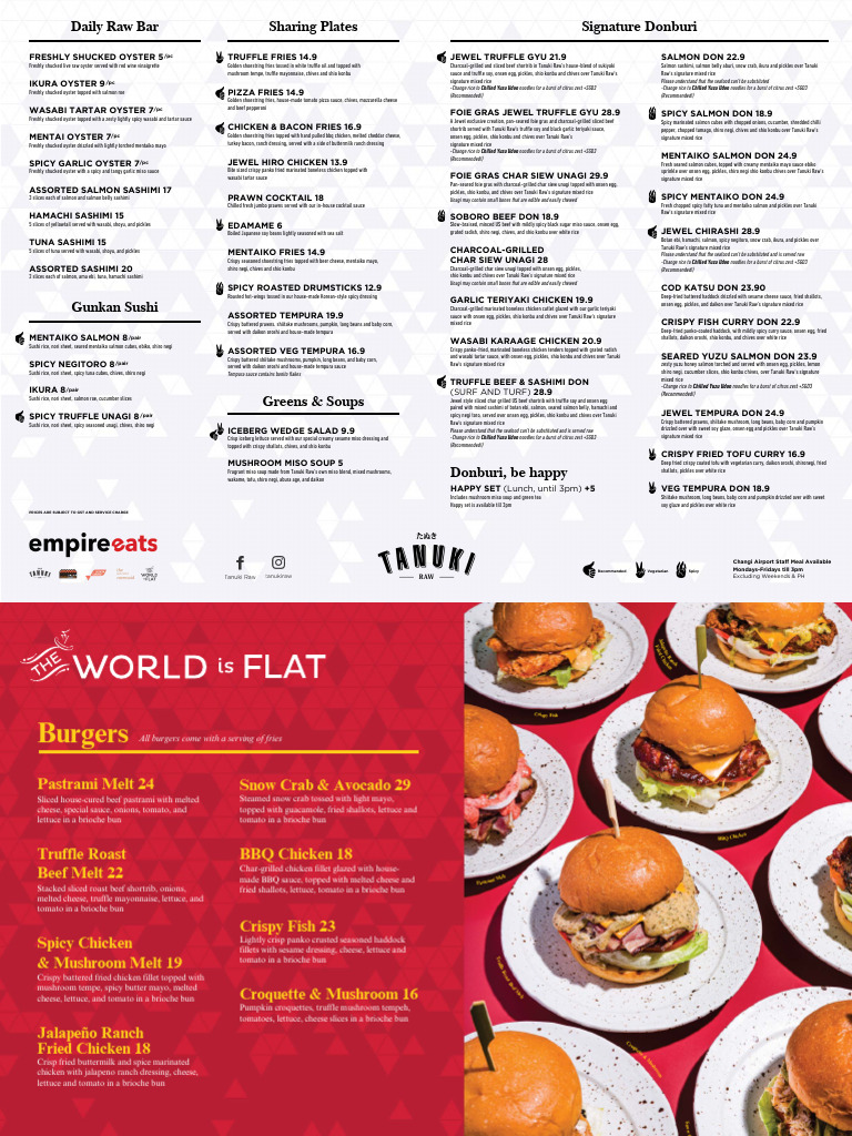 Daily Raw Bar Sharing Plates Signature Donburi: Chilled Yuzu Udon ...