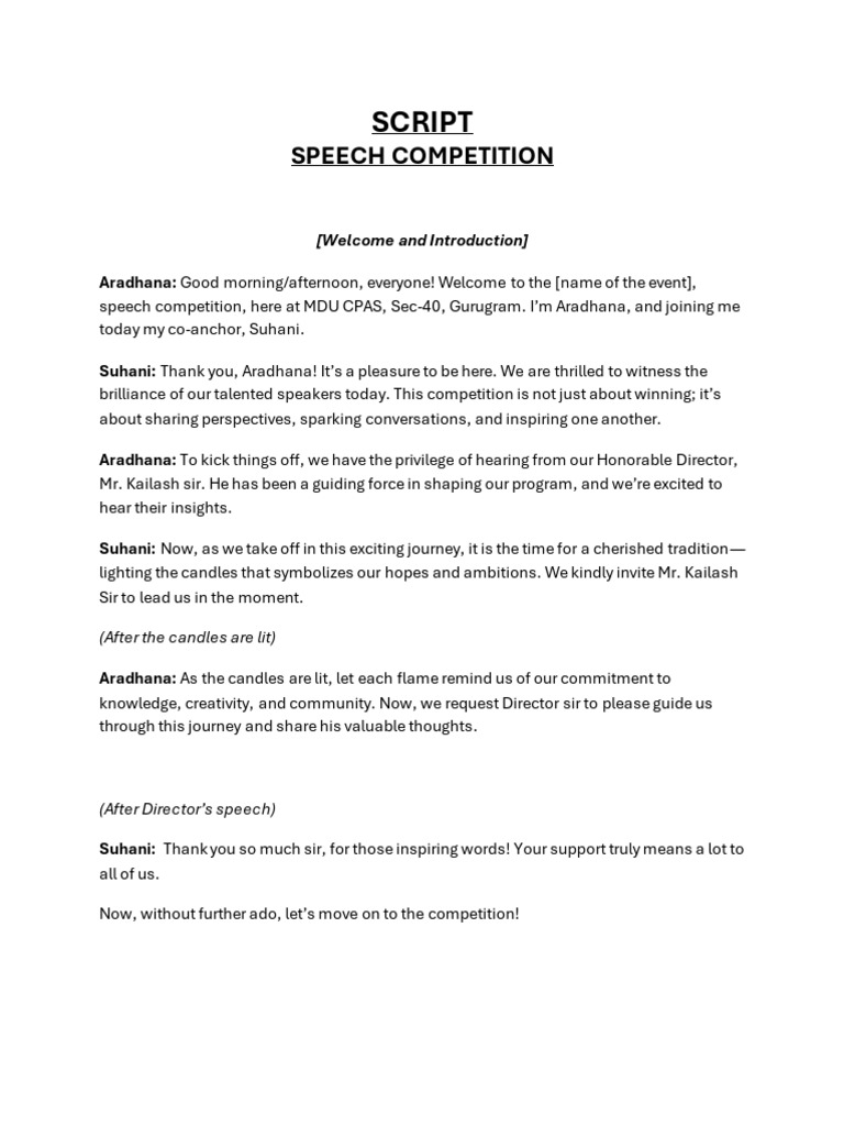 script- speech competition | PDF