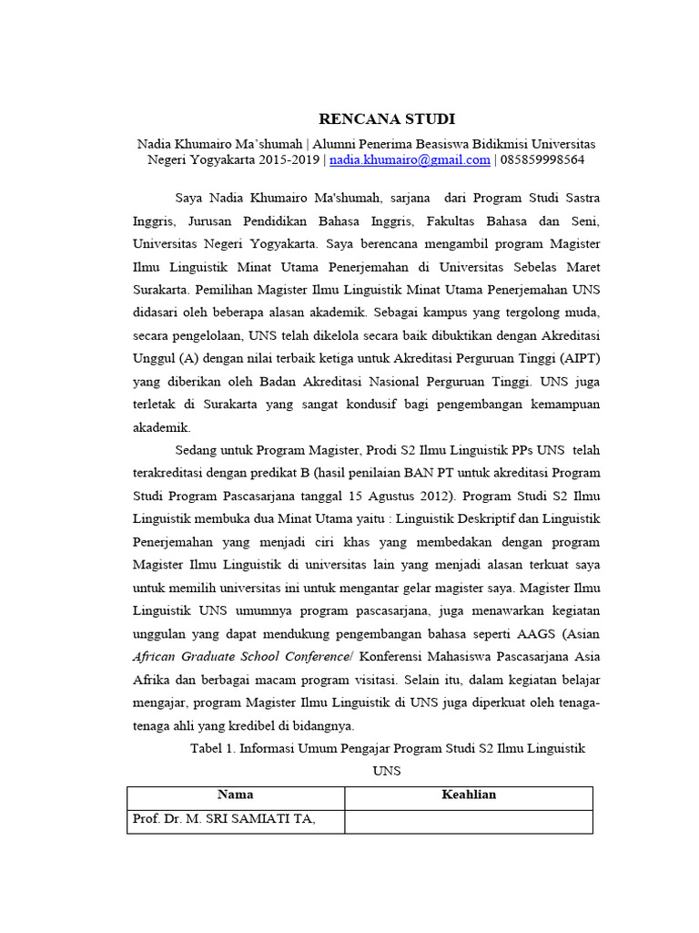 contoh rencana studi | PDF