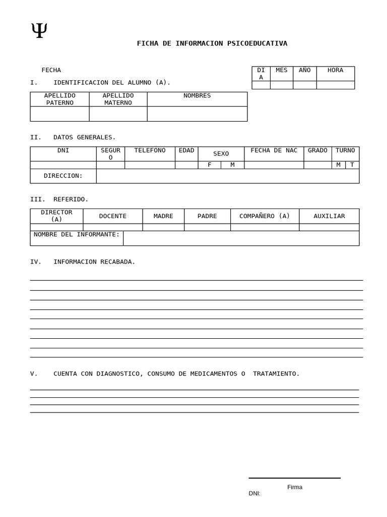 FICHA DE INFORMACION PSICOEDUCATIVA (1) | PDF