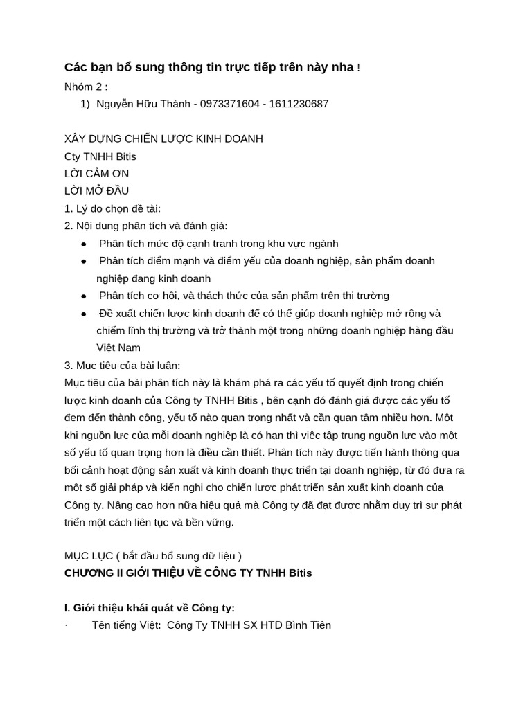 XÂY DỰNG CHIẾN LƯỢC KINH DOANH | PDF