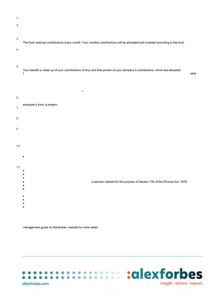 Alexander Forbes Provident Fund Overview | PDF | Insurance | Retirement