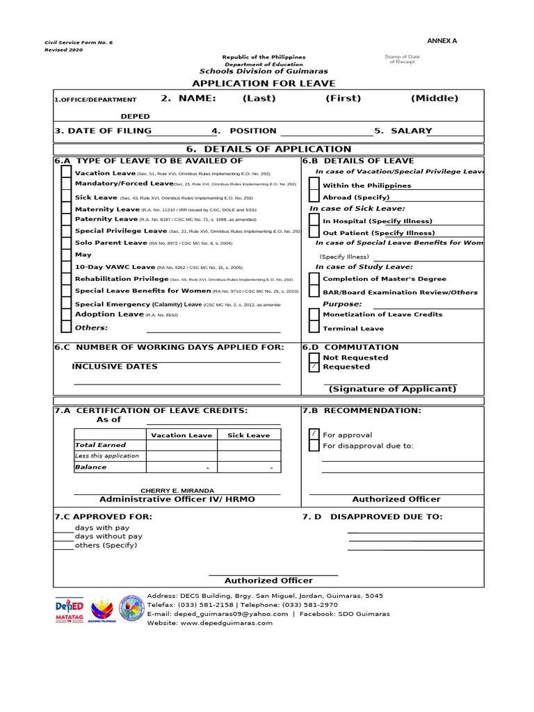Form 6 Blank | PDF | Parental Leave | Sick Leave