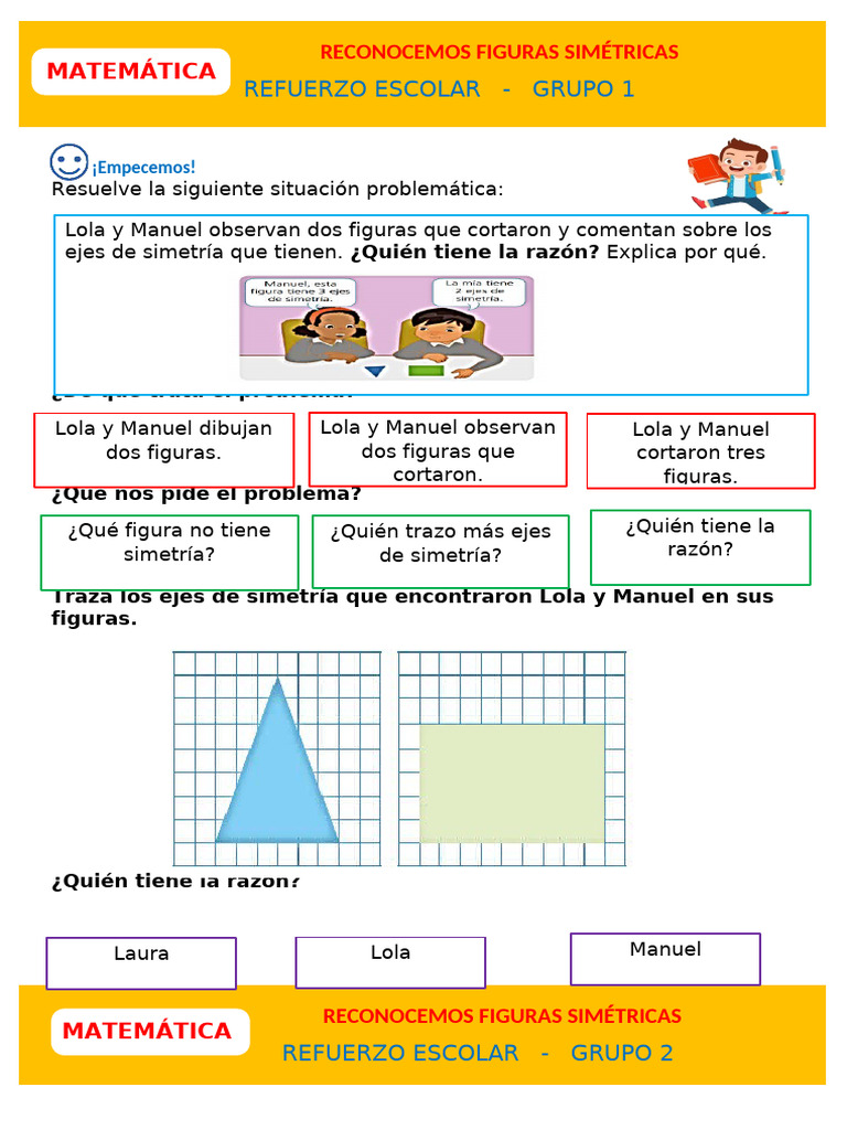 D4 A2 Ficha Mat. Reconocemos Figuras Simétricas | PDF