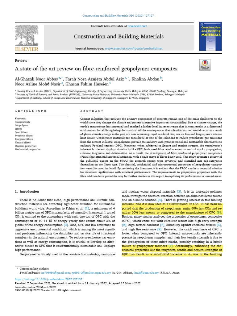 A State-Of-The-Art Review On Fibre-Reinforced Geopolymer Composites ...
