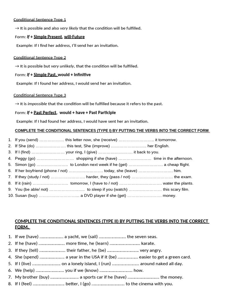 Conditional Sentences | PDF | Perfect (Grammar) | Language Mechanics