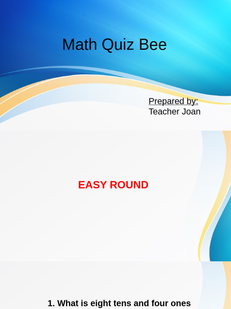 Math Quiz Bee | PDF | Teaching Methods & Materials