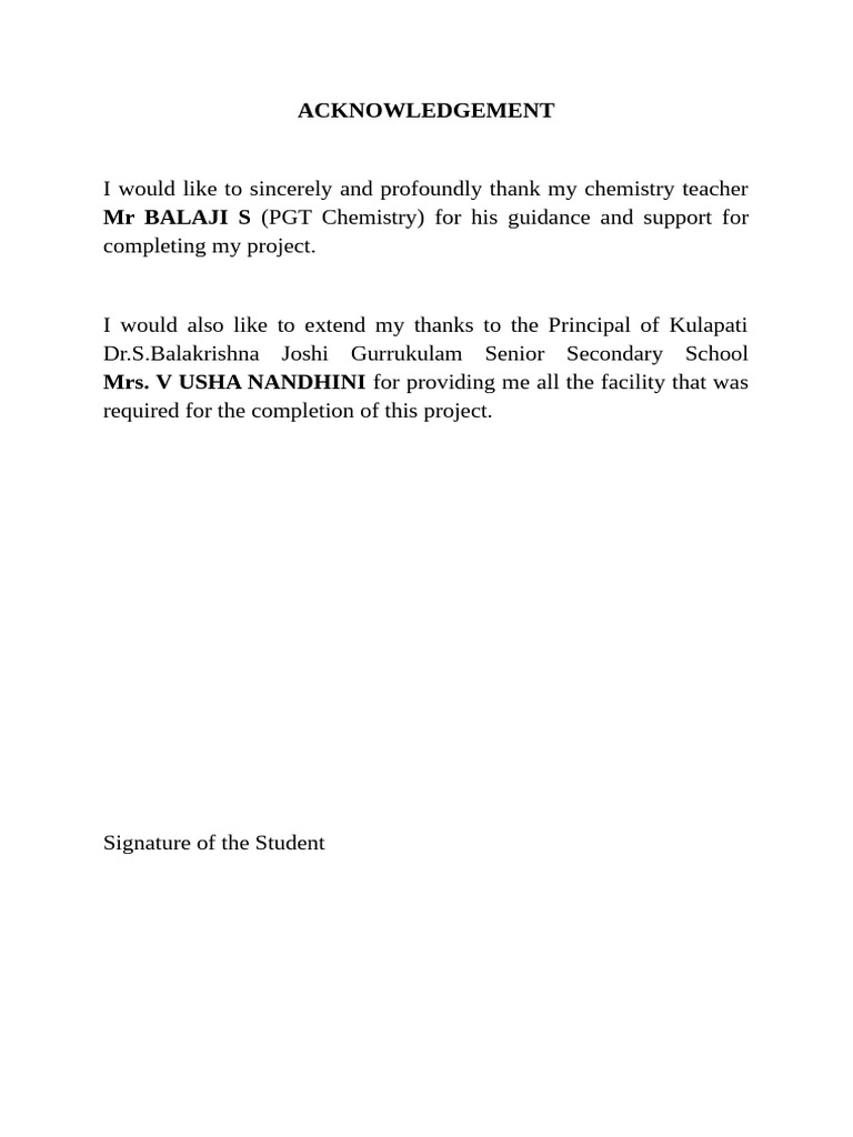 Chemistry Acknowledgement | PDF