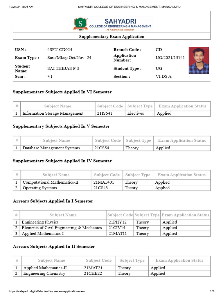 Exam Application 2024 | PDF | Engineering | Science
