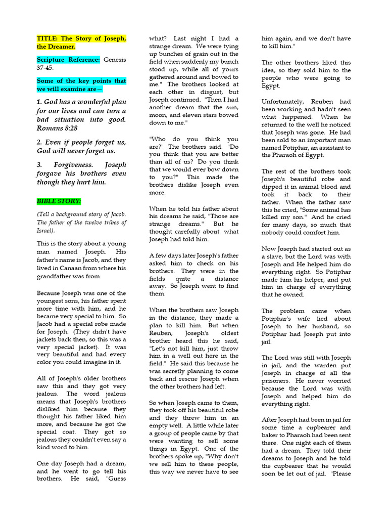 The Story of Joseph | PDF | Jacob | Torah Books