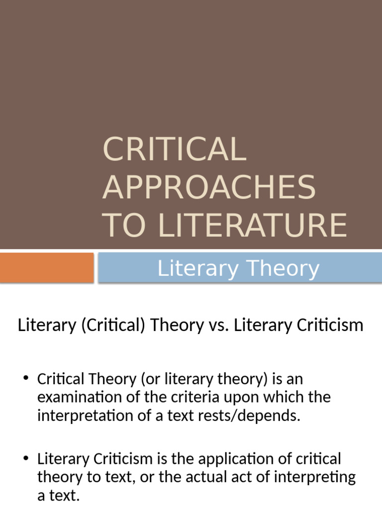Critical Approaches Literary Theory Basics Upload | PDF | Marxism | Feminism
