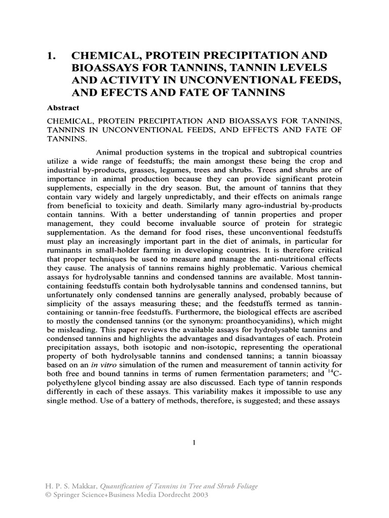 Quantification of Tannins in Tree and Shrub Foliage - A - Harinder P S ...