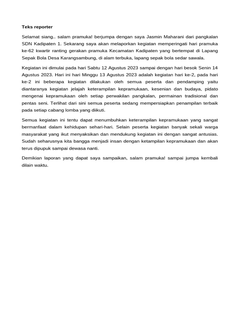 Teks Reporter Untuk Lomba Jamran | PDF