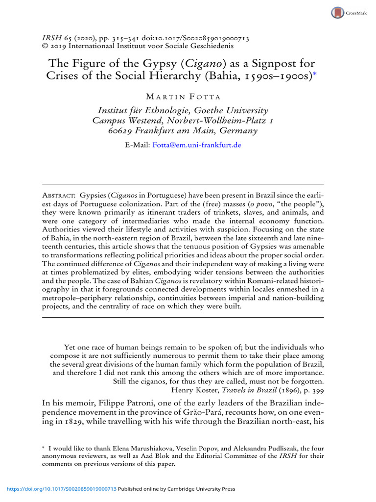 Gypsies and Social Hierarchy in Bahia | PDF | Brazil | Portugal