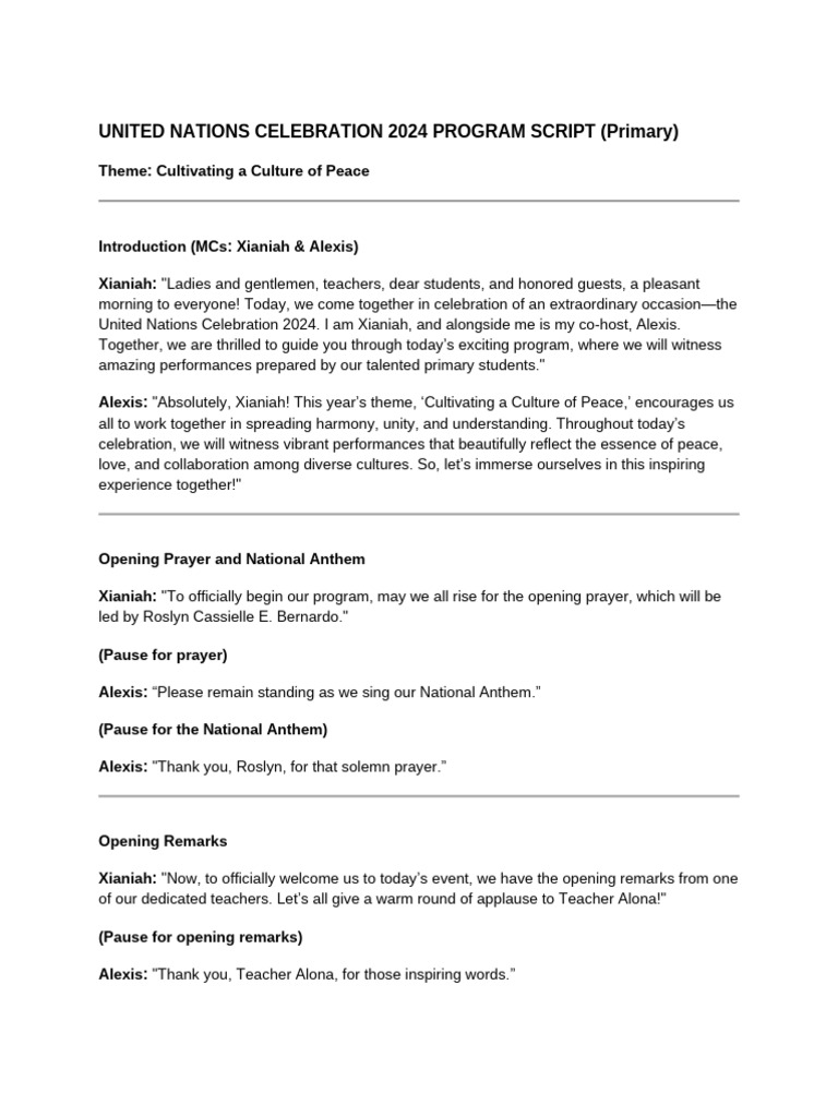 UN Script Primary | PDF