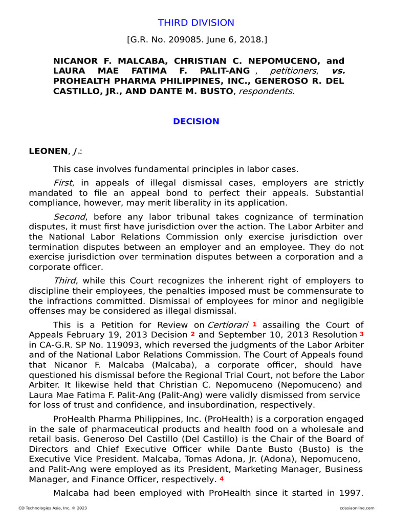 Illegal Dismissal Case Review | PDF | Jurisdiction | Employment