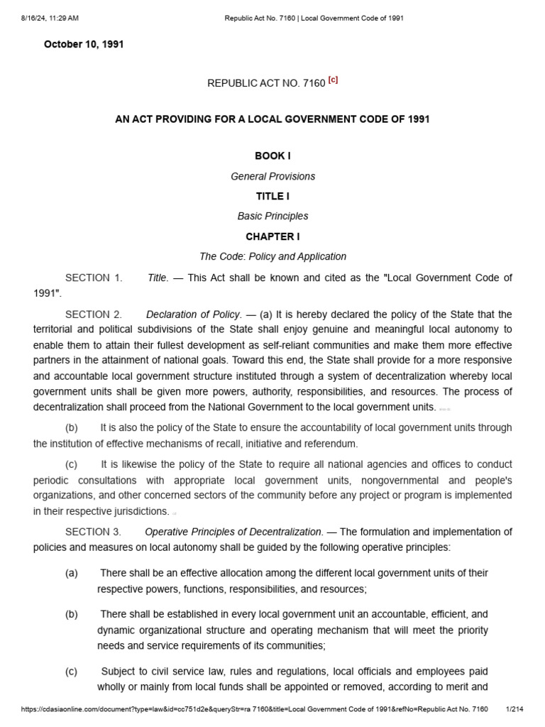 Republic Act No. 7160 | PDF | Eminent Domain | Taxes