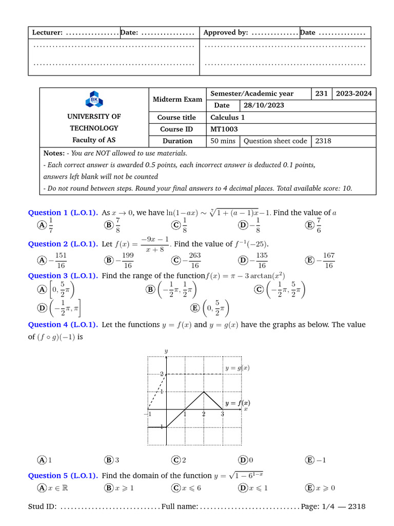 Midterm 231 1 | PDF | Mathematical Analysis | Mathematics