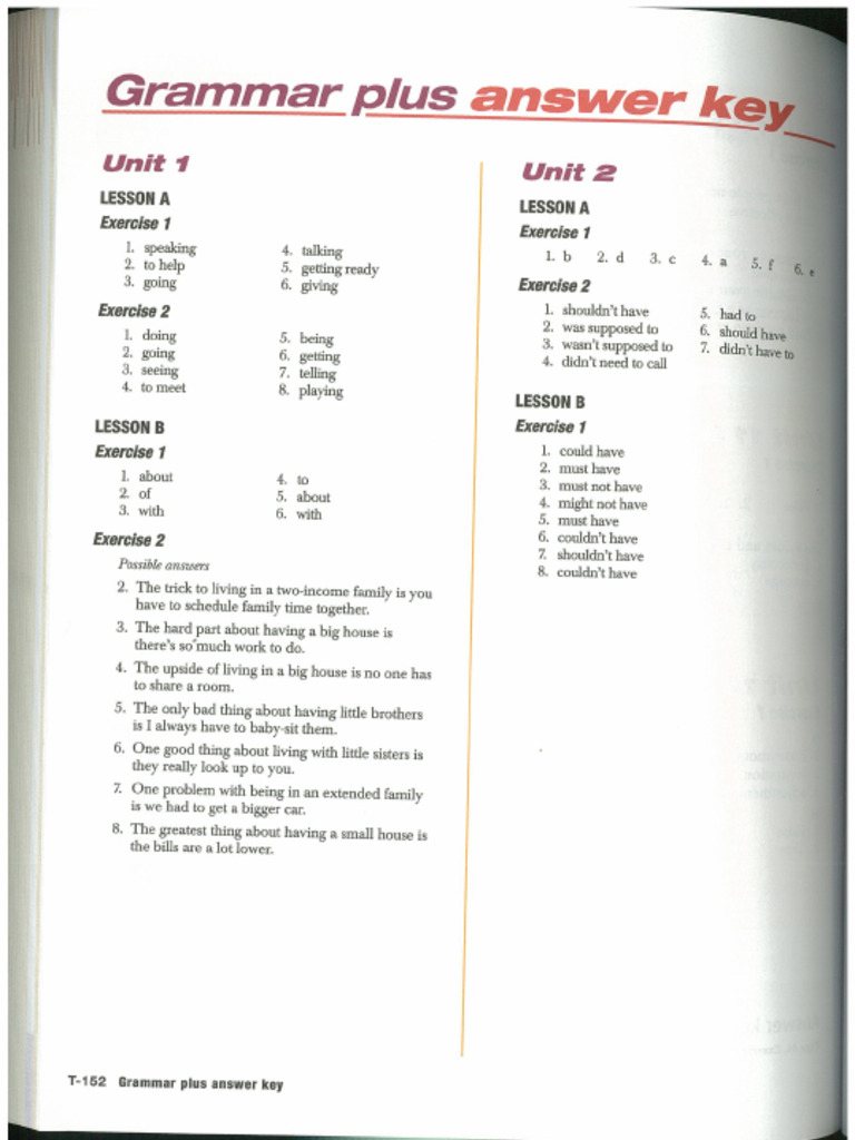 Key to Grammar plus P152-157 | PDF