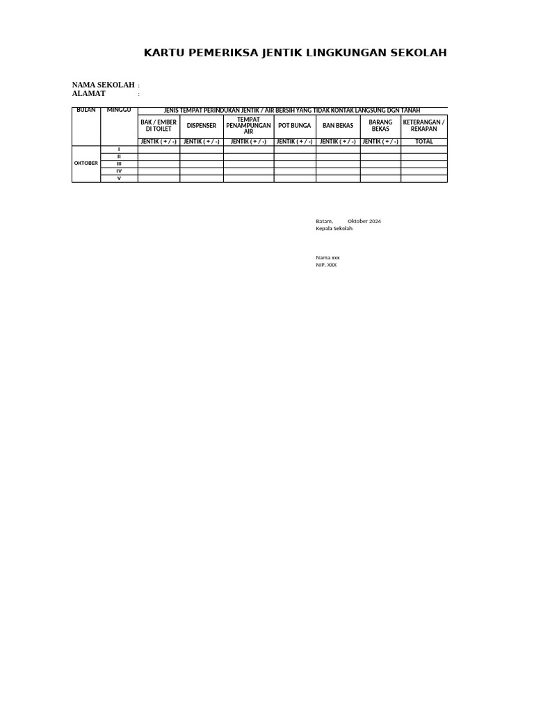 Form Jumantik Sekolah | PDF