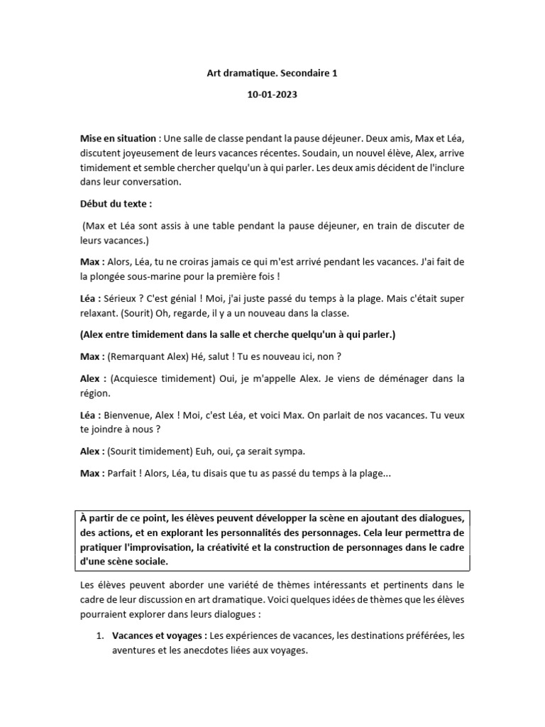 Introduction à l'art dramatique en classe | PDF | Théâtre