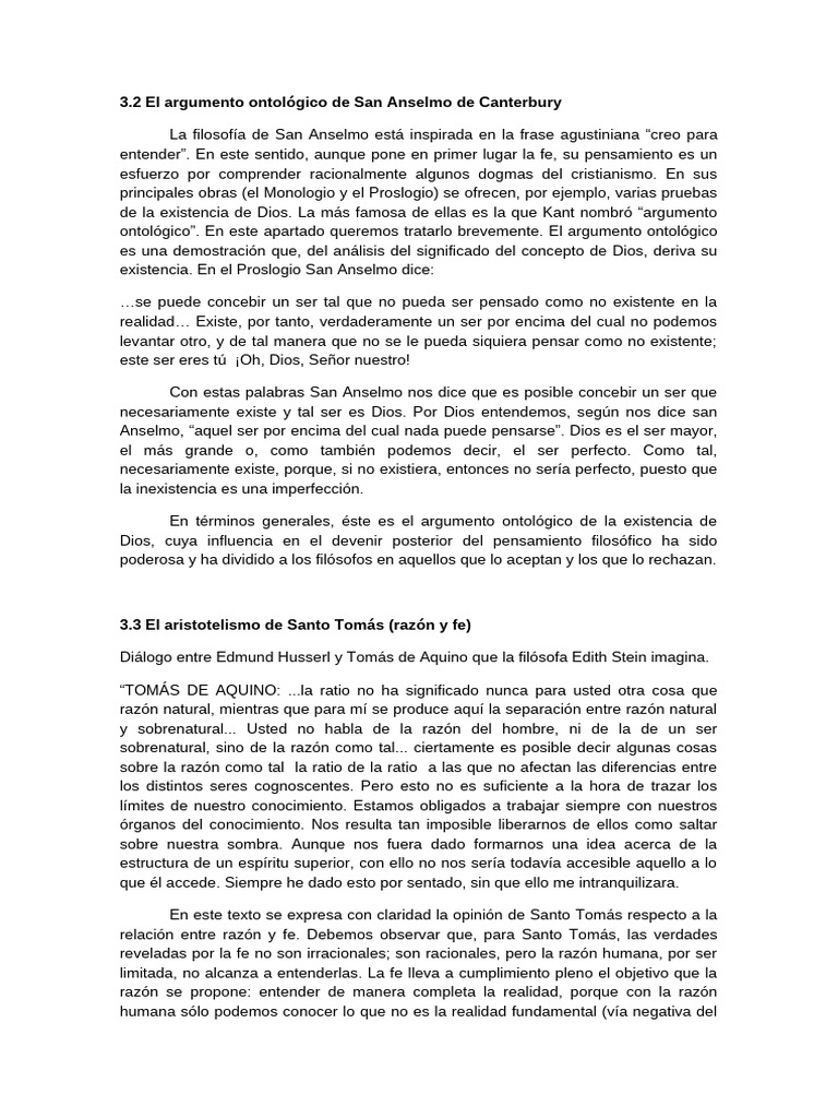 3.2 El Argumento Ontológico de San Anselmo de Canterbury | PDF | Razón | Conocimiento