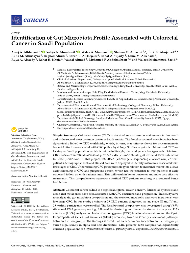 Identification of Gut Microbiota Profile Associated With Colorectal ...