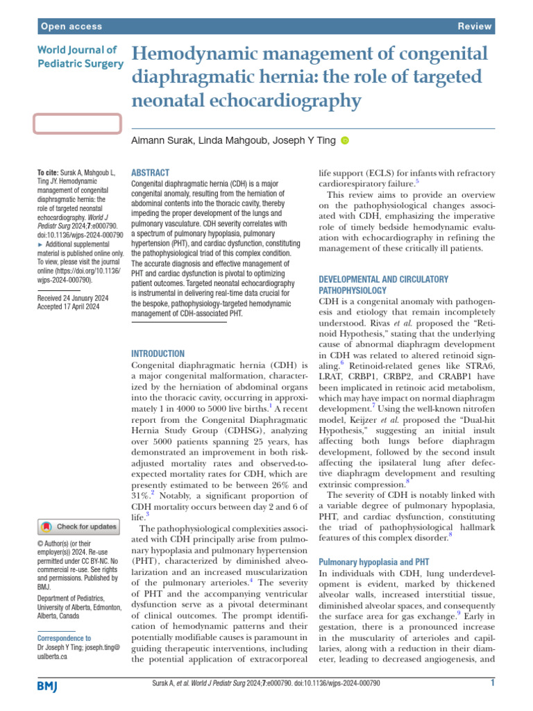 Hemodynamic Management of Congenital Diaphragmatic Hernia The | PDF | Echocardiography | Diastole