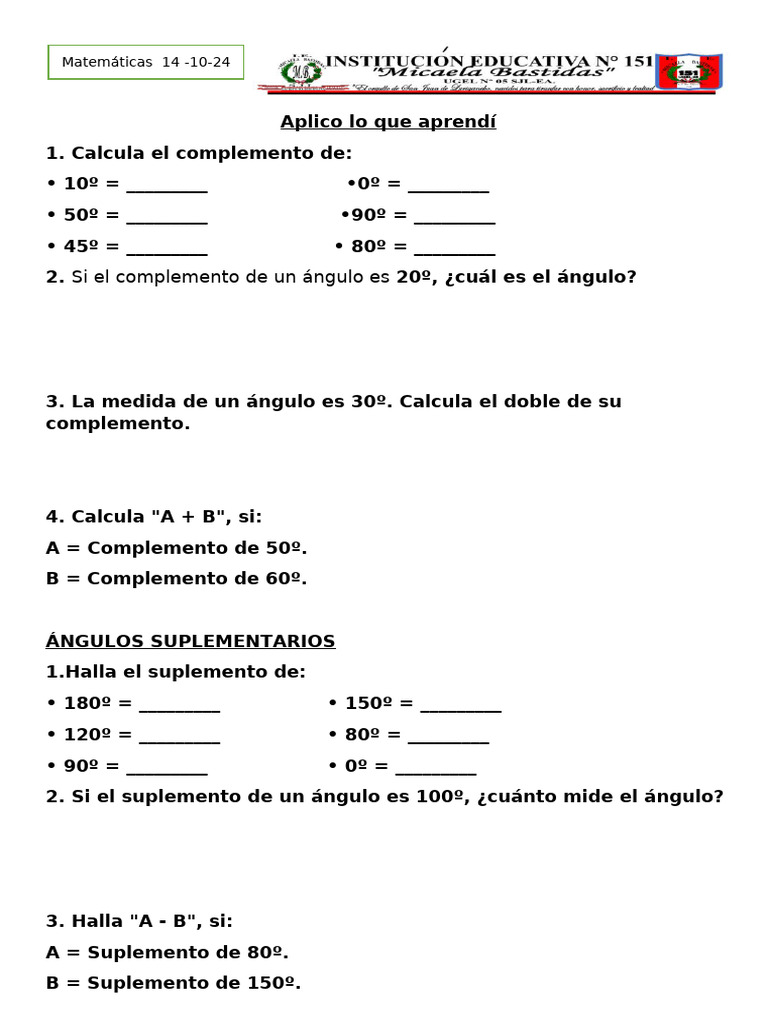 Ejercicios de Complementos y Suplementos | PDF