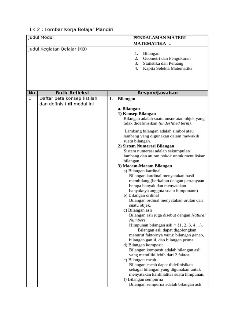 LK 2-PGSD-MODUL 2 - Matematika-Gabungan | PDF
