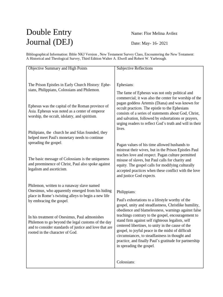 Double_Journel_Entry 6 | PDF | Epistle To Philemon | Epistle To The ...