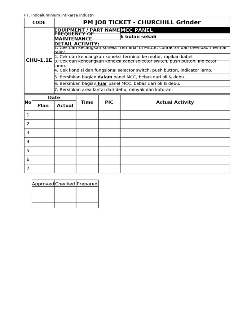 1.4.1. Churchill-PM Job Ticket Form-MCC Ok | PDF