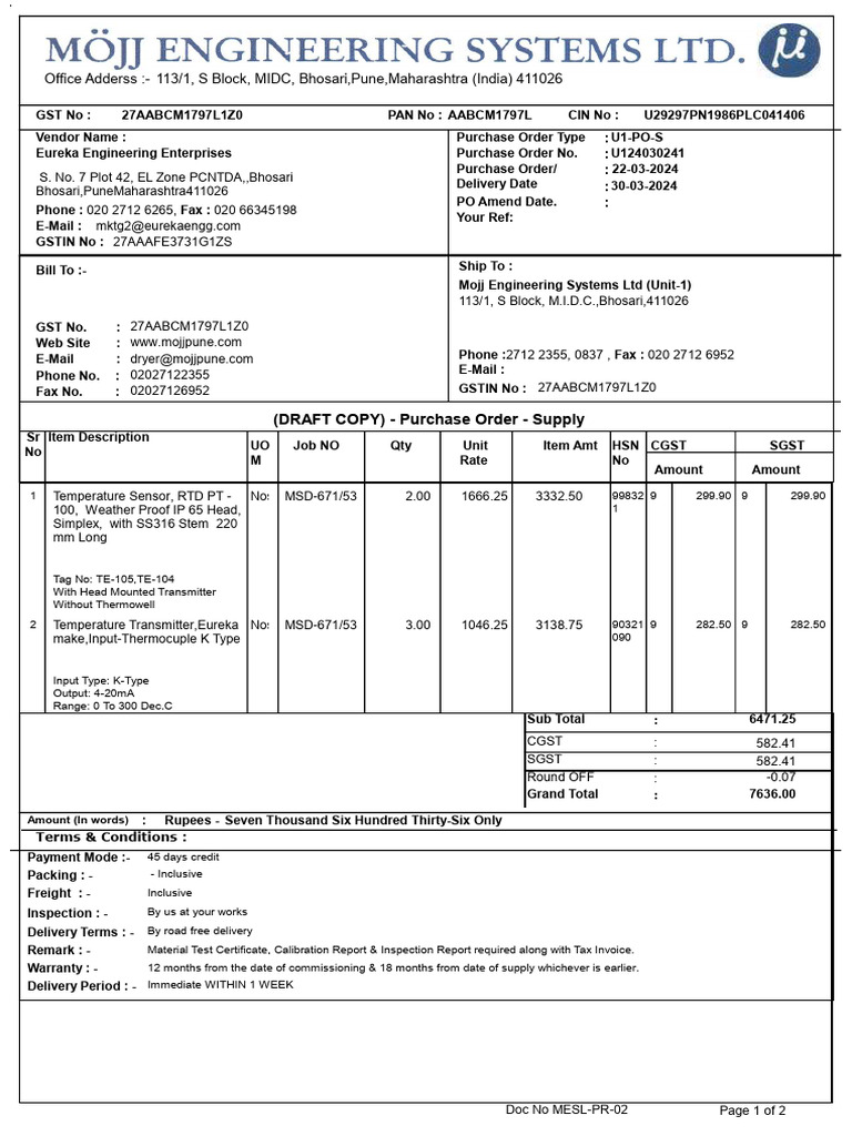 Eureka Temp. Element & TT | PDF