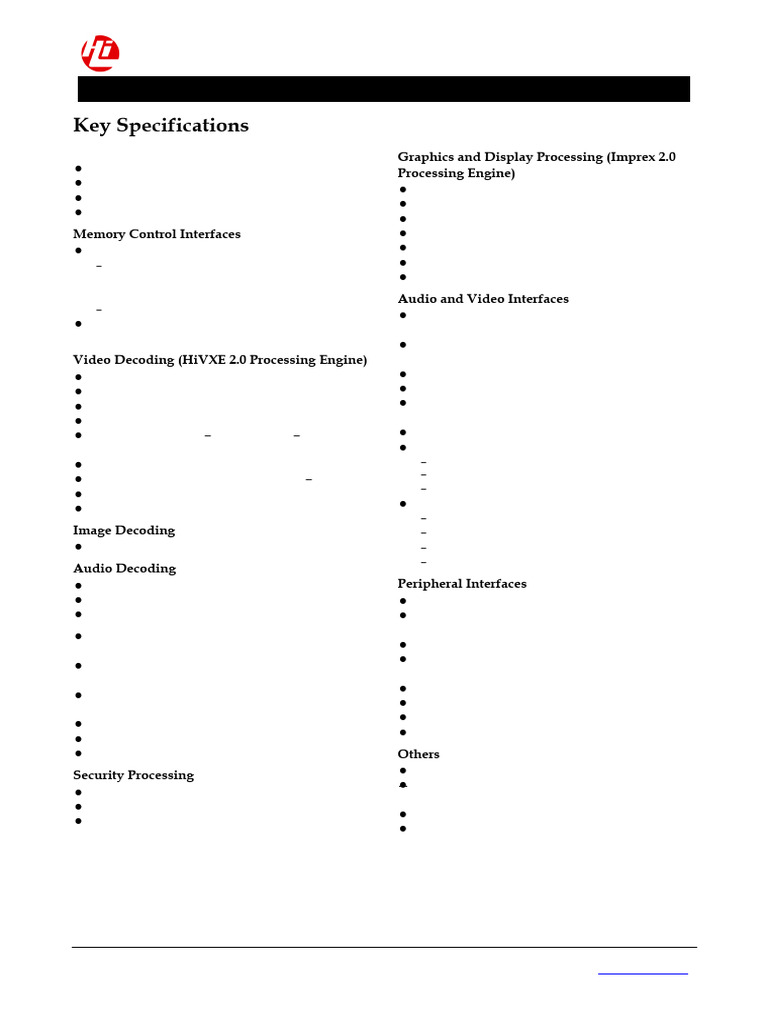 Hi3716MV430-Cable HD Chip Brief Data Sheet | PDF | Hdmi | Video