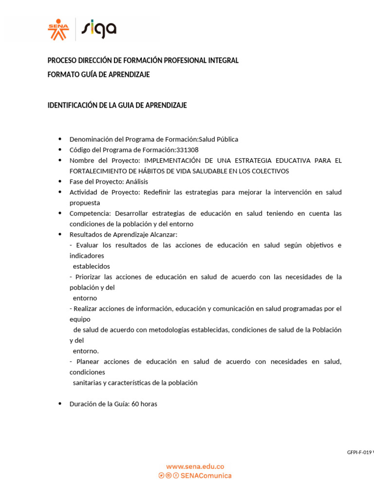 Gfpi-F-019 - Guia - de - Aprendizaje - Educación para La Salud | PDF | Educación para la salud ...