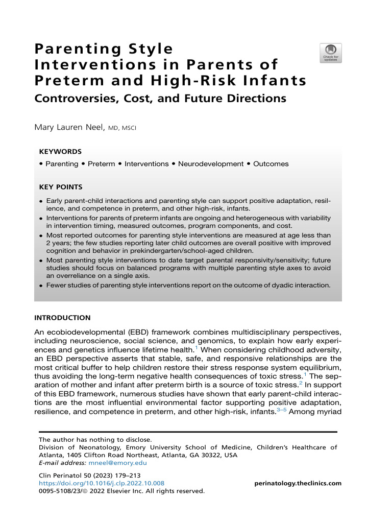 Parenting Style Interventions in Parents of Preterm and High Risk | PDF ...