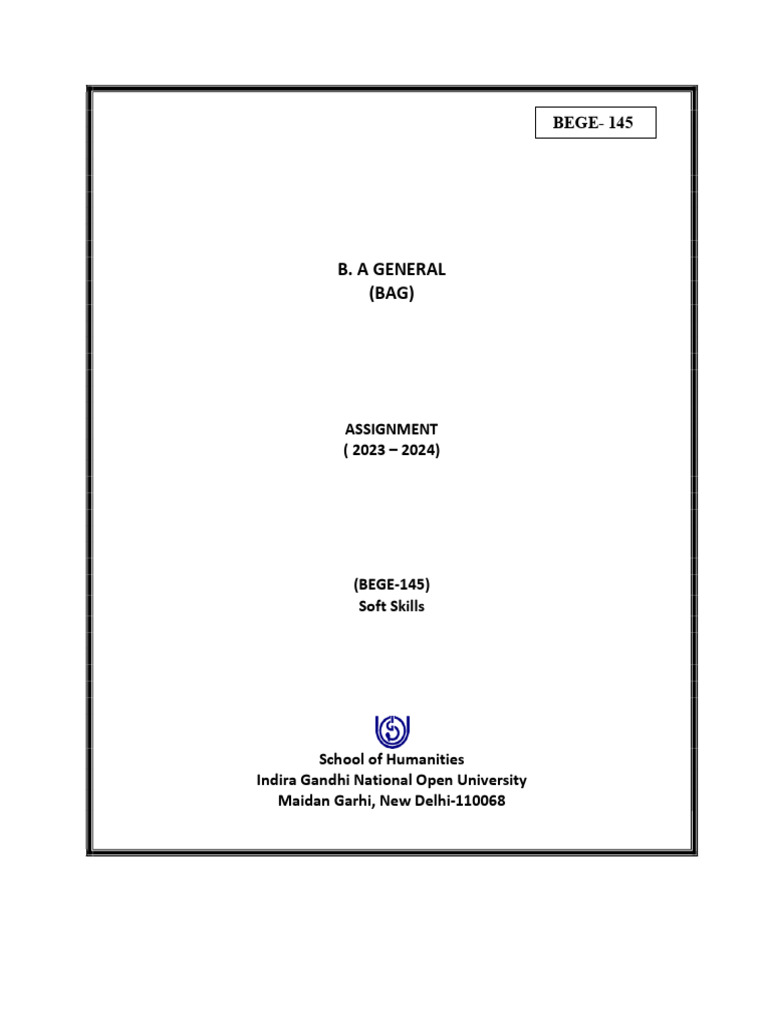 BEGE-145 Soft Skills Assignment 2023-24 | PDF | English Language | Disability