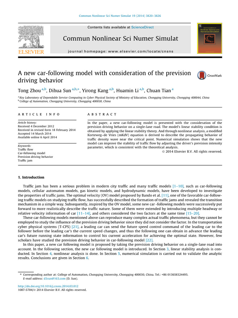 New Car-Following Model with Prevision | PDF | Computer Simulation ...