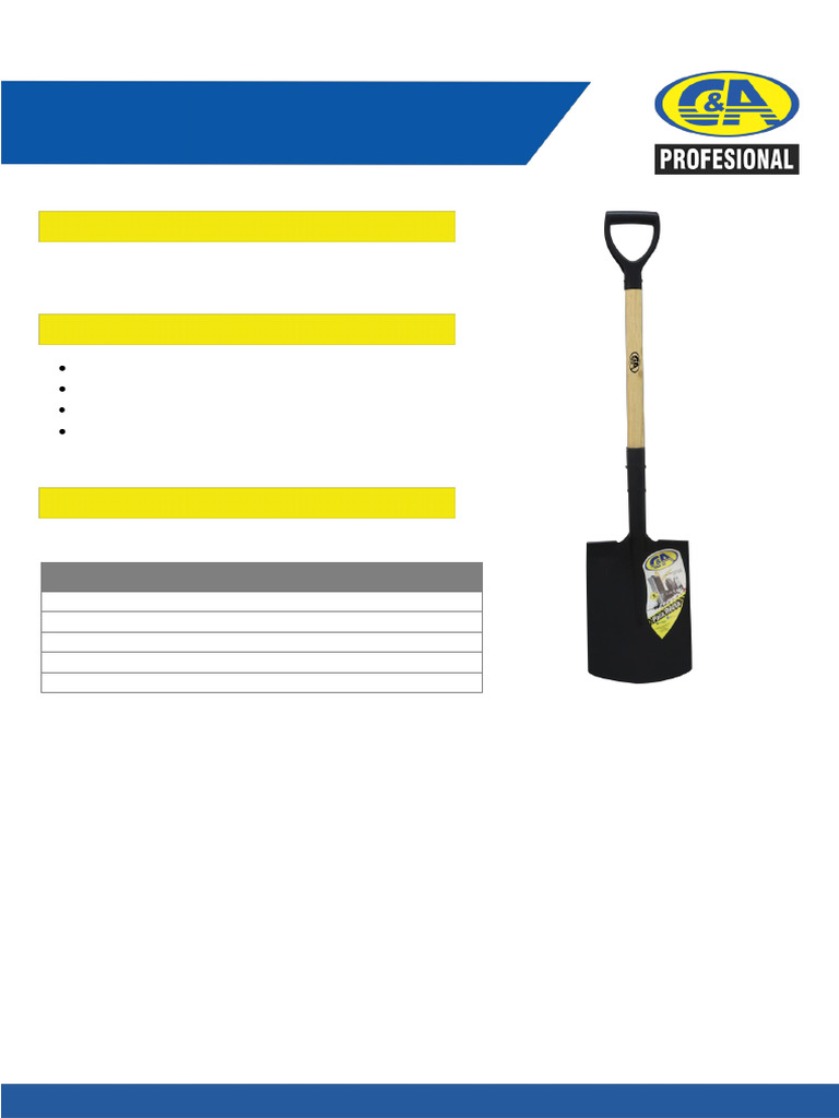 Ficha Tecnica Pala Recta C&a | PDF