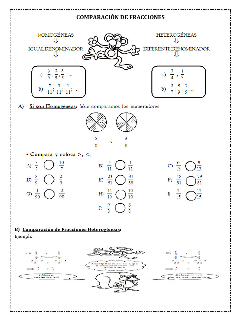 Comparación de Fracciones Suma de Fracciones | PDF | Aritmética ...