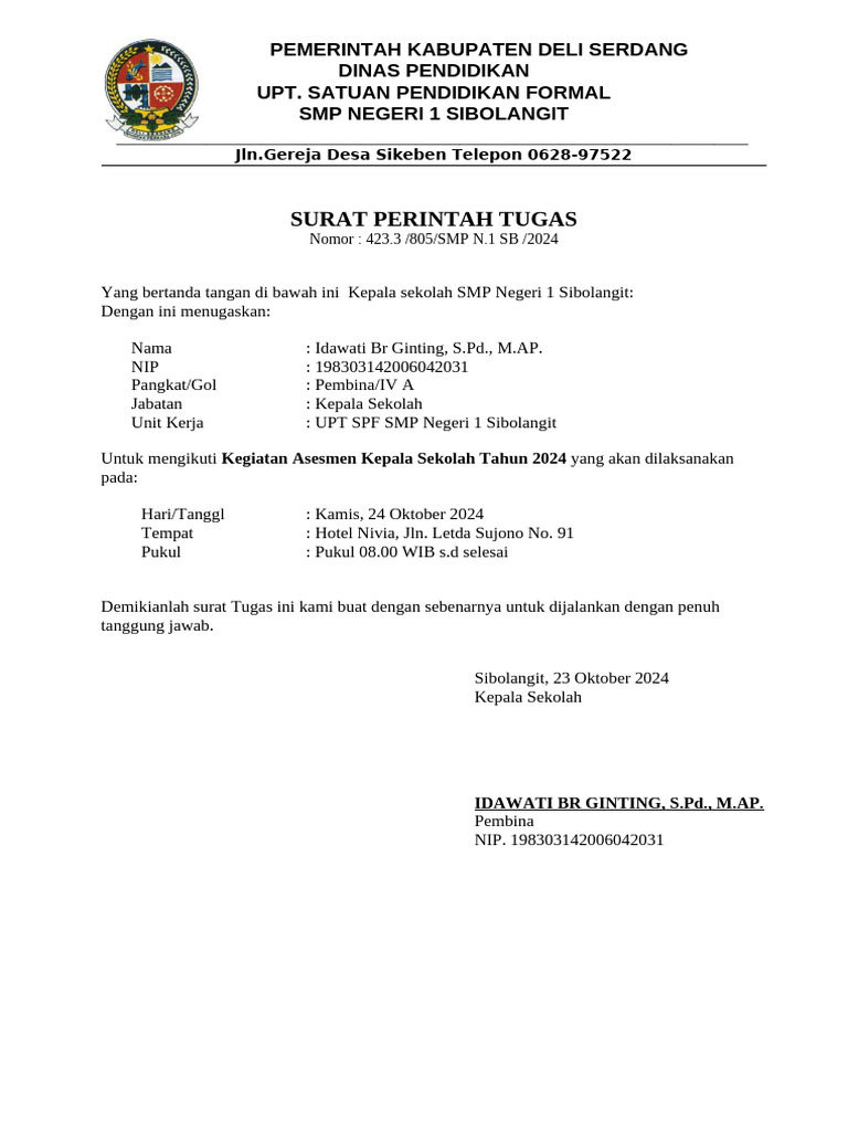 SURAT TUGAS Asesmen | PDF | Kesehatan Holistik