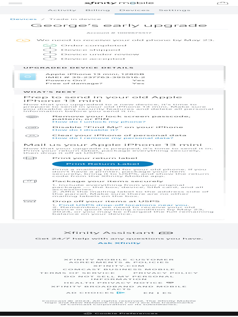 Devices Xfinity Mobile | PDF | I Phone | United States Postal Service