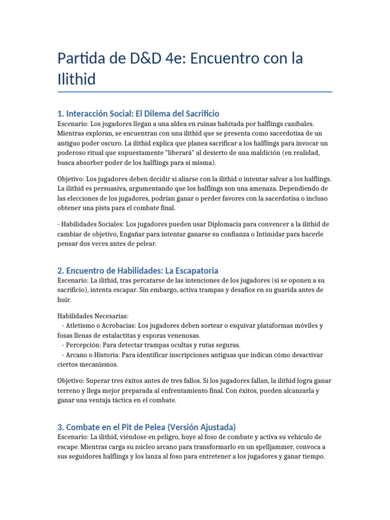 Partida D&D4e Encuentro Ilithid DarkSun | PDF | Historia