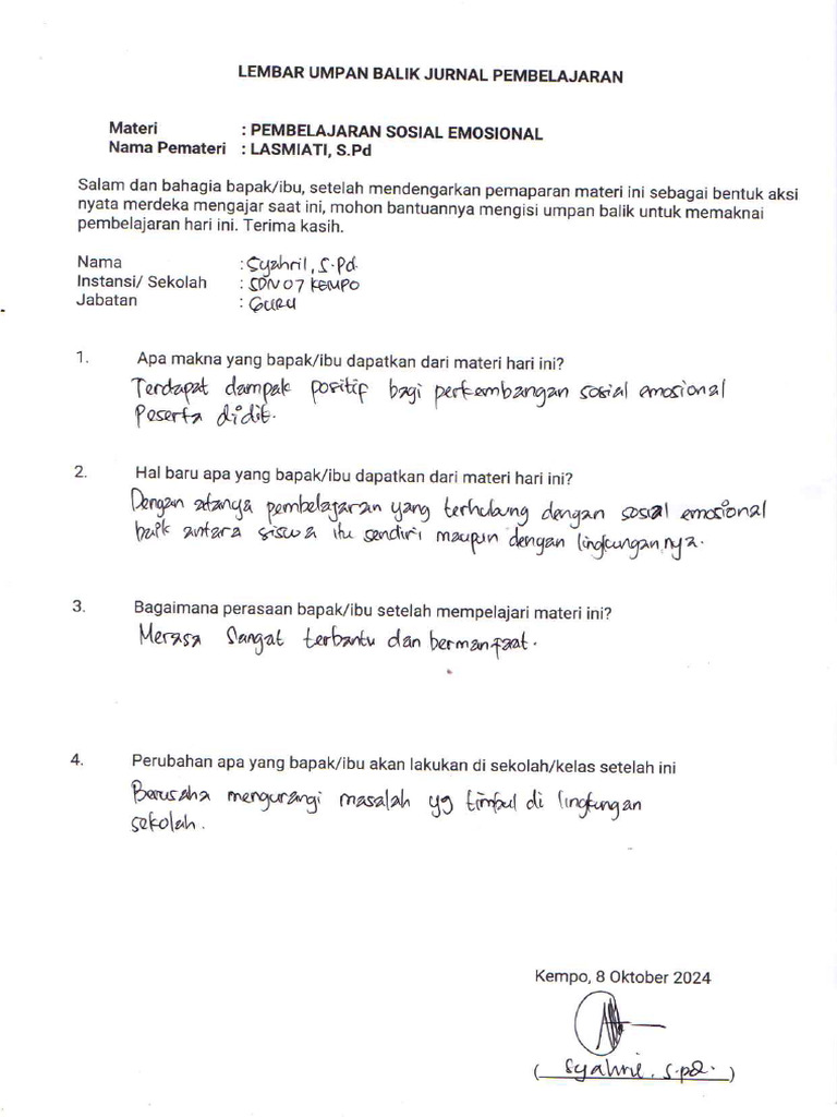 Umpan Balik Lasmiati Modul 2-3 | PDF