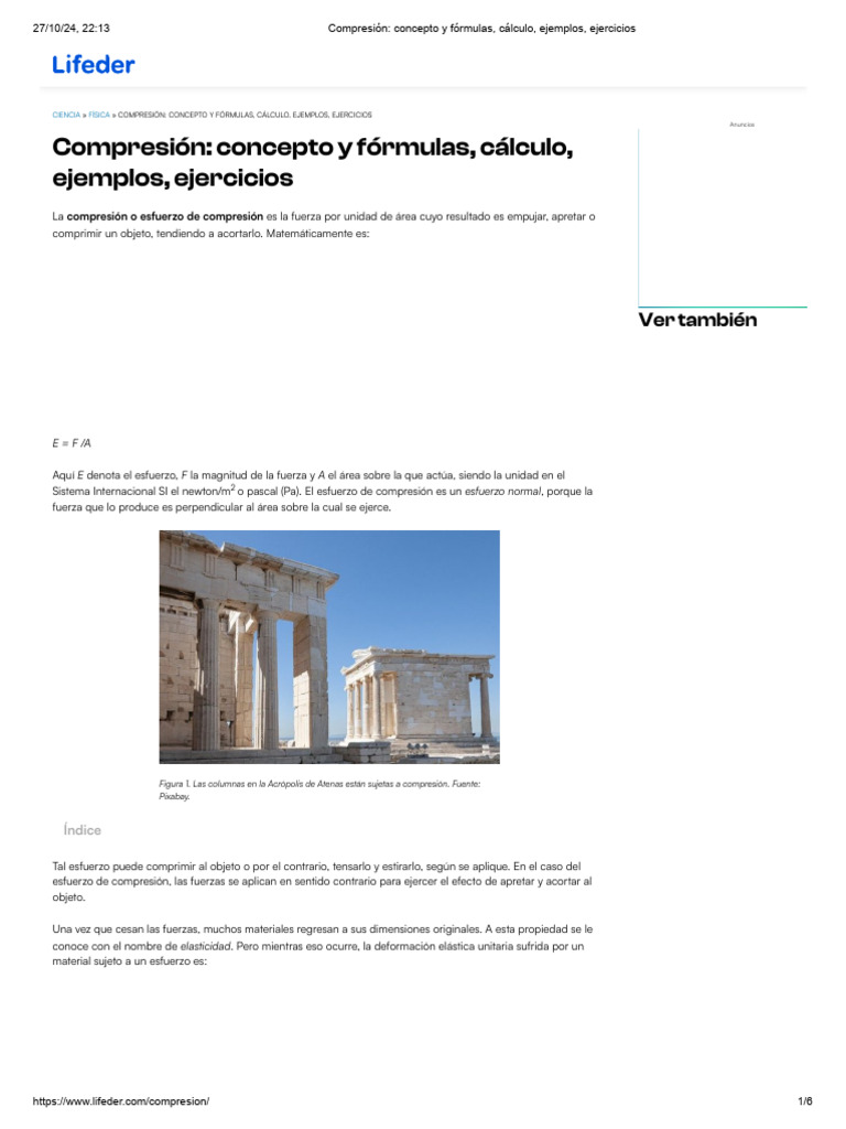 Compresión - Concepto y Fórmulas, Cálculo, Ejemplos, Ejercicios | PDF ...