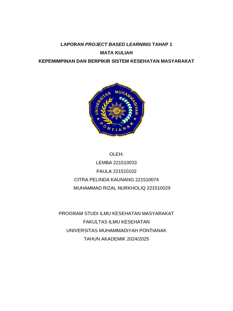 Laporan PBL Kesehatan Masyarakat 2024 | PDF | Karier & Perkembangan ...