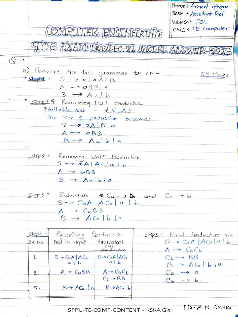 TOC - EnD-SEM – Question Paper | PDF