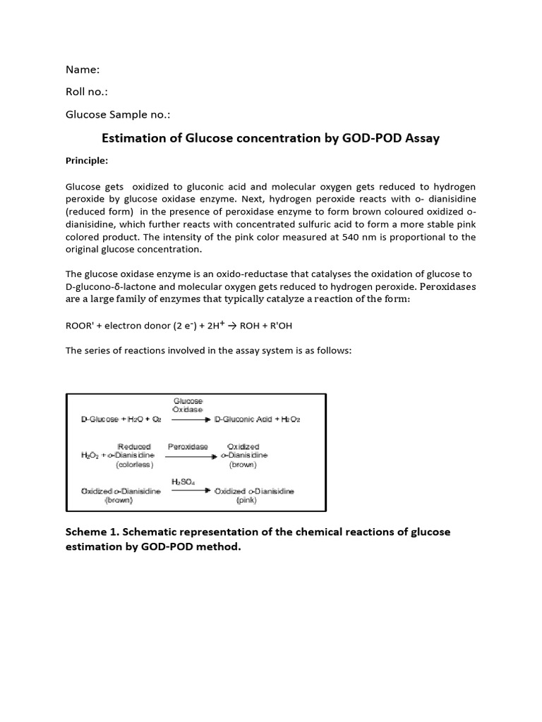 How You Should Write Glucose Estimation by GOD-POD Experiment in Labnote Book and Exam | PDF ...