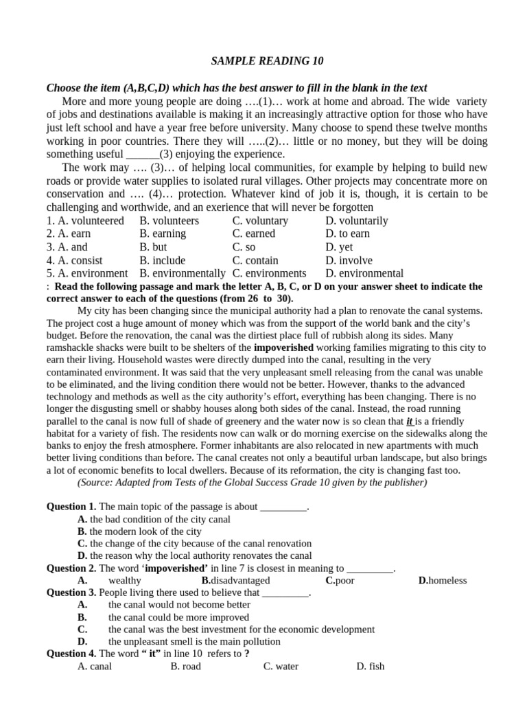 10TN2 10XH2C Sample Reading 10 | PDF | Natural Environment | Environment